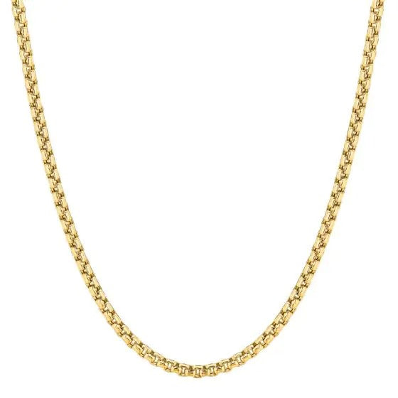 14K Yellow Gold 2.5mm Lite Round Box Chain with Lobster Lock 18 Inch L ...